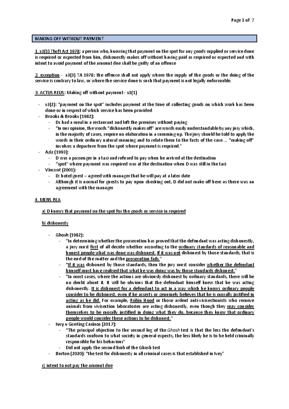 UOL only Fraud - notes and questions - MAKING OFF WITHOUT PAYMENT s3(1 ...