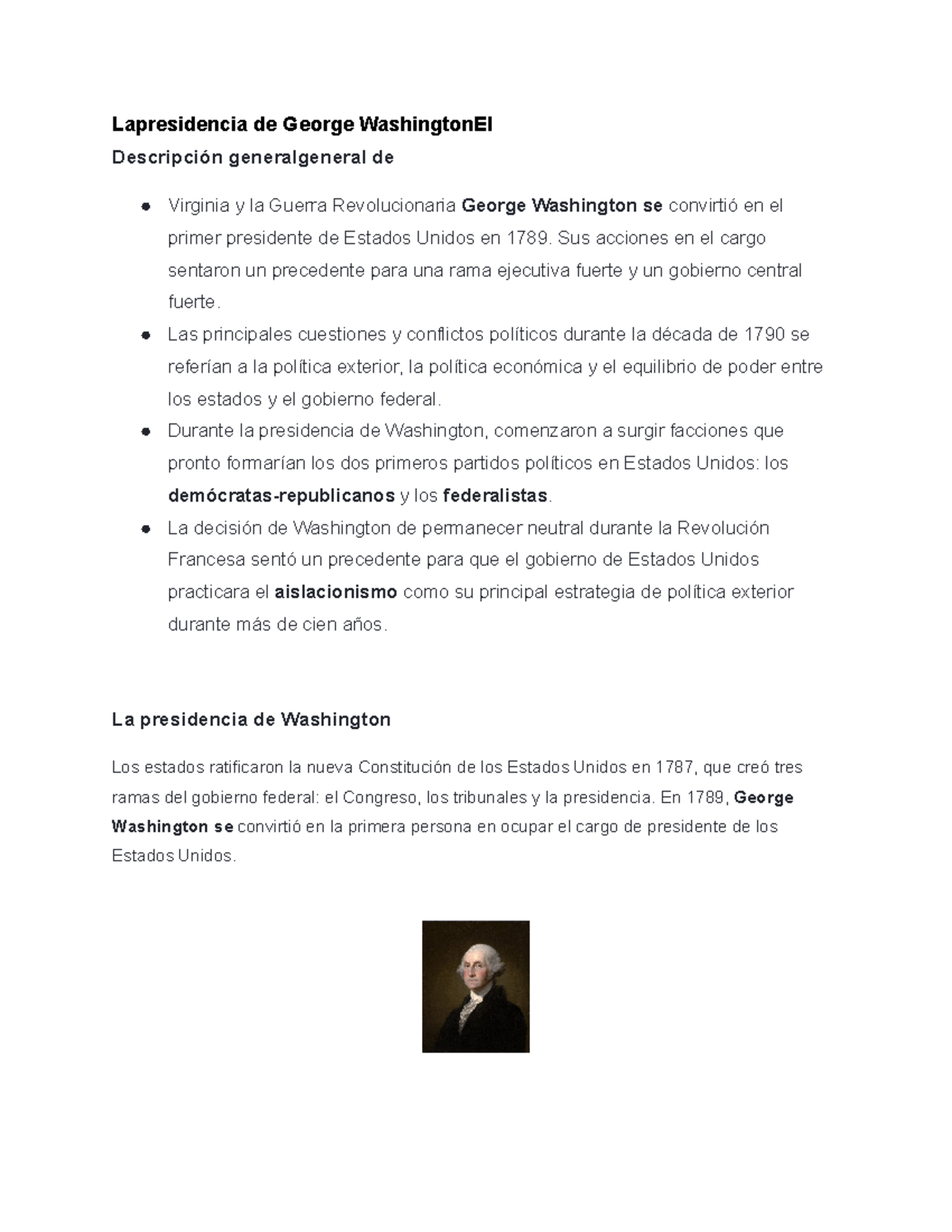 Spanish) The Presidency of George Washington - Lapresidencia de George ...