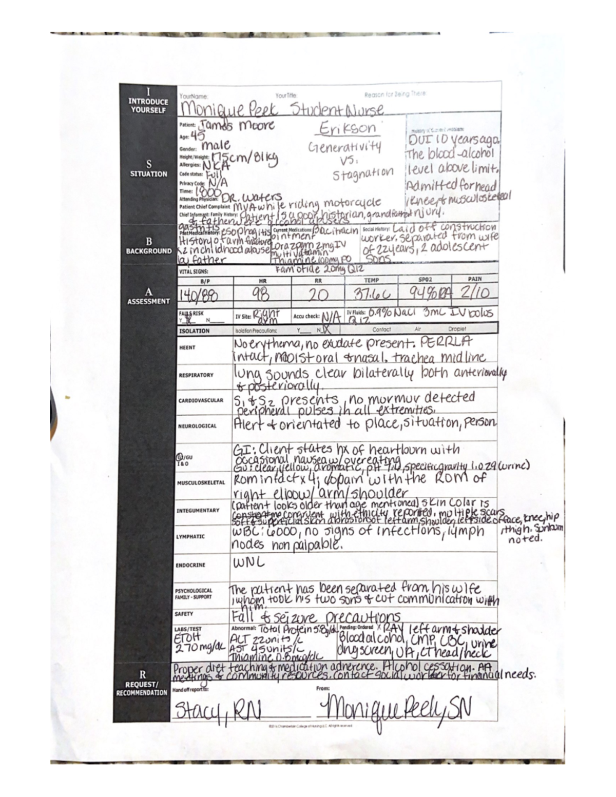 Isbar - work - NR-328 - Studocu