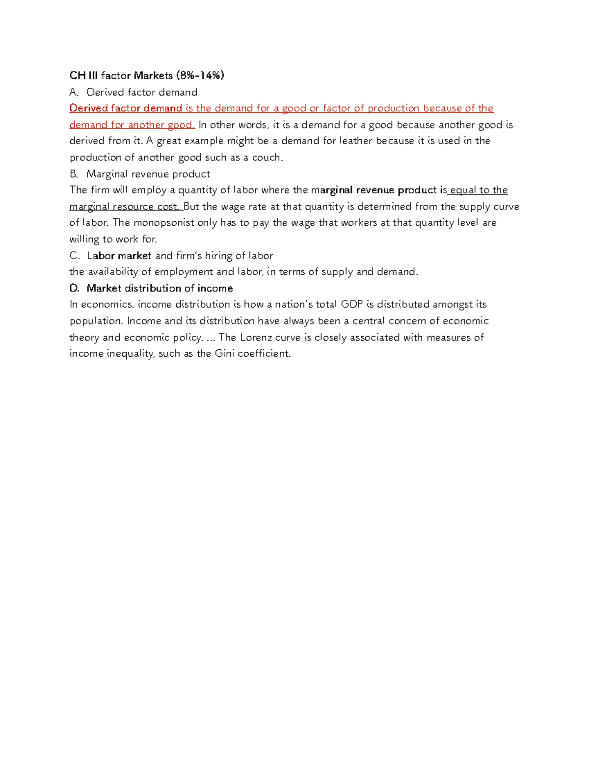 CH III factor Markets (8%-14%) - ECON 201 - Warning: Error during font loading: XMLHttpRequest ...