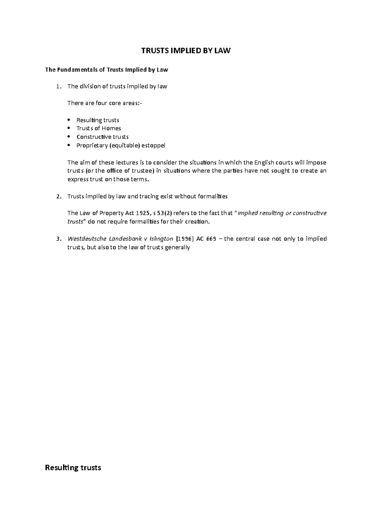 Trusts Implied by Law - TRUSTS IMPLIED BY LAW The Fundamentals of ...