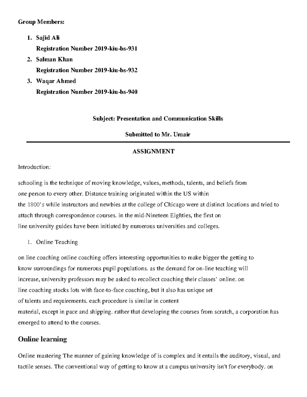 Assignment Topic english Communication and Skills - Bachelor of ...