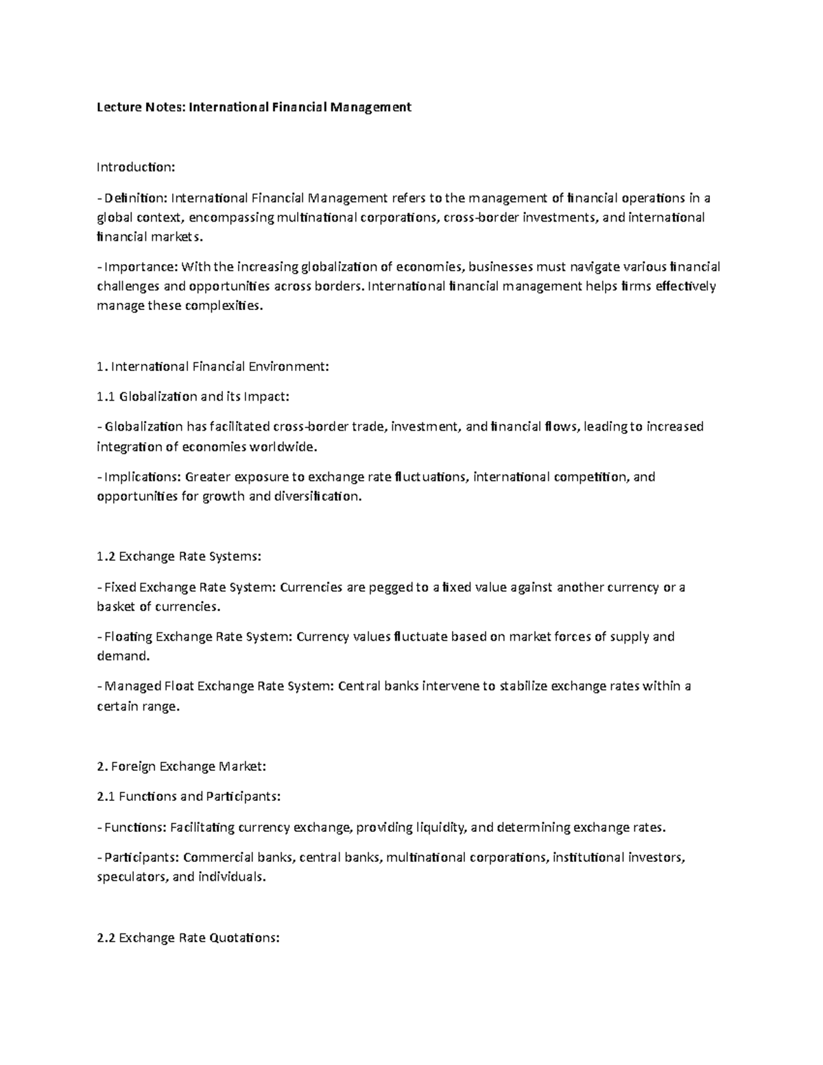 Bm3 Lecture Notes for International Financial Management - Lecture ...