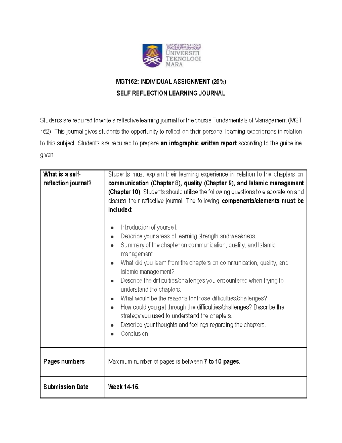 2. MGT162 Individual Assignment Reflection Journal MAC 2024 - MGT162 ...