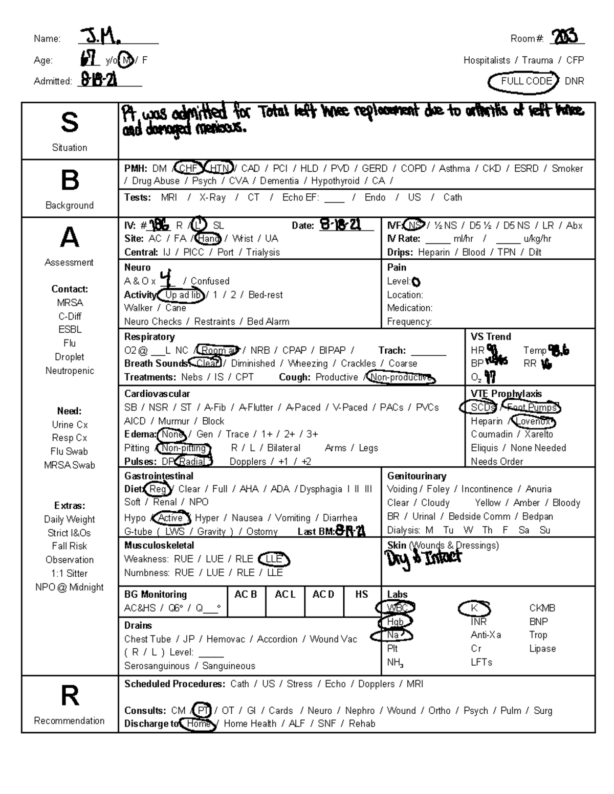 8-19 3 clinical - notes - Name: ________________ Room #: _______ Age ...