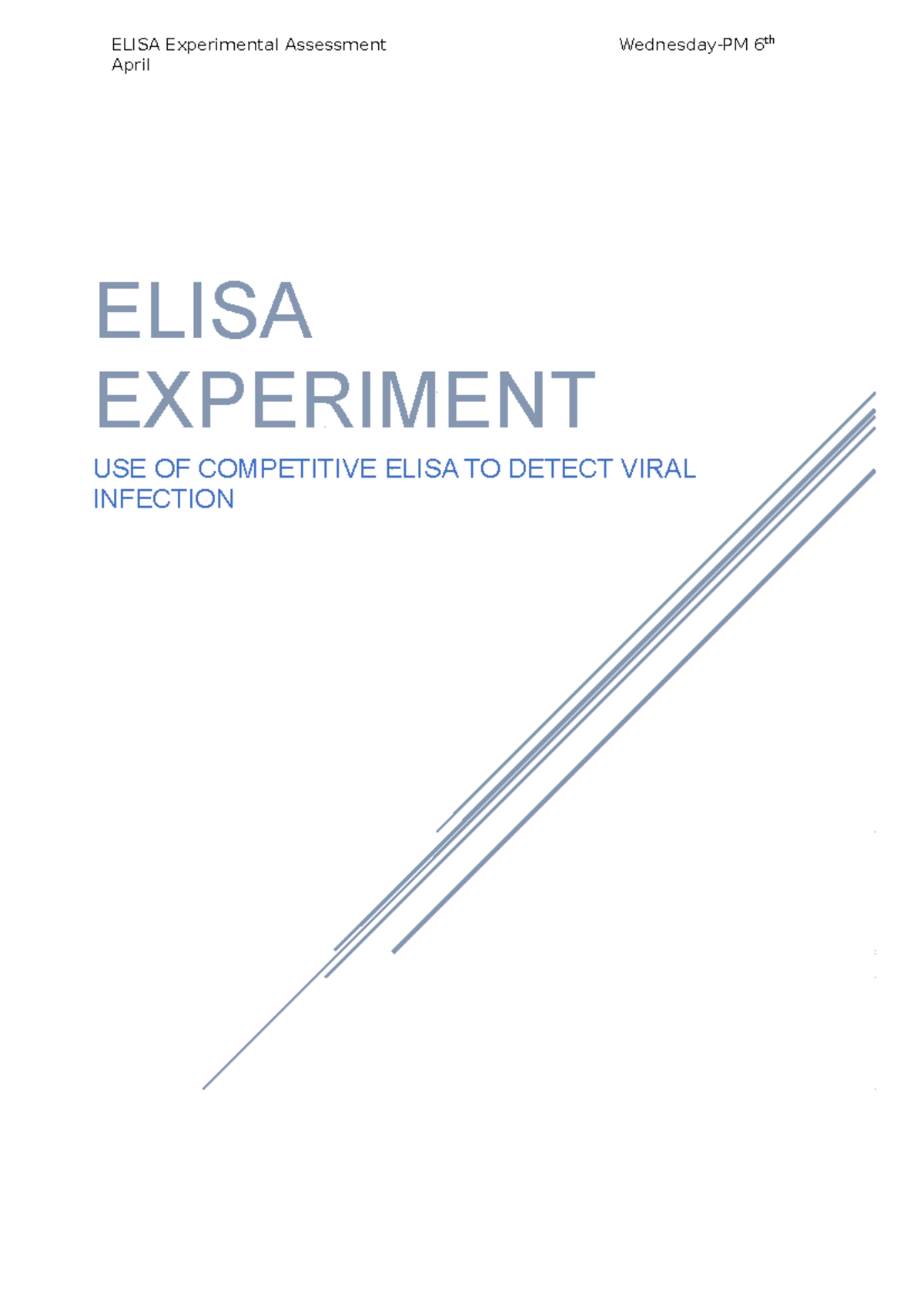 Elisa Protocol- Lab assessment - ELISA Experimental Assessment ...