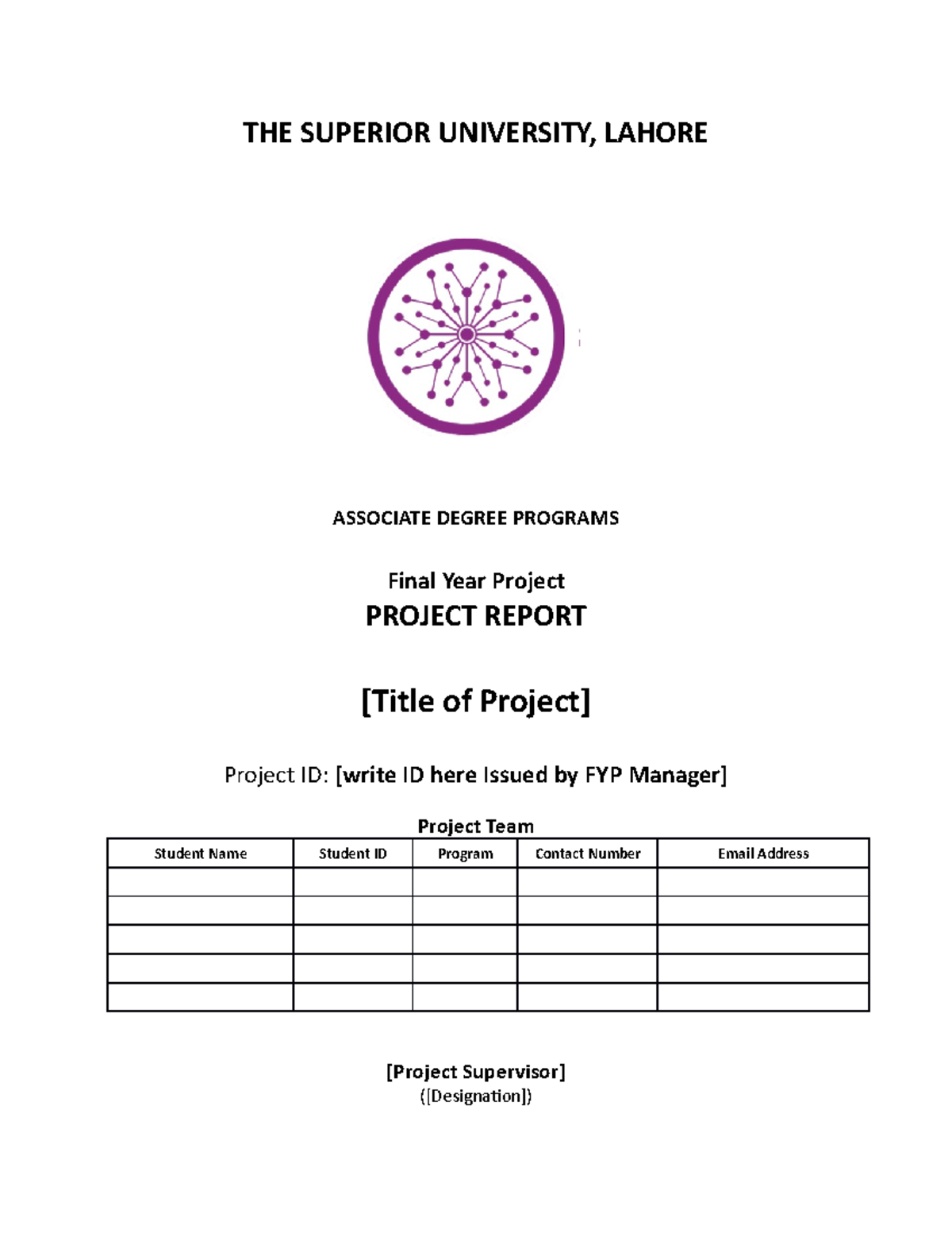 Template-04 - Final Project Report - THE SUPERIOR UNIVERSITY, LAHORE ...