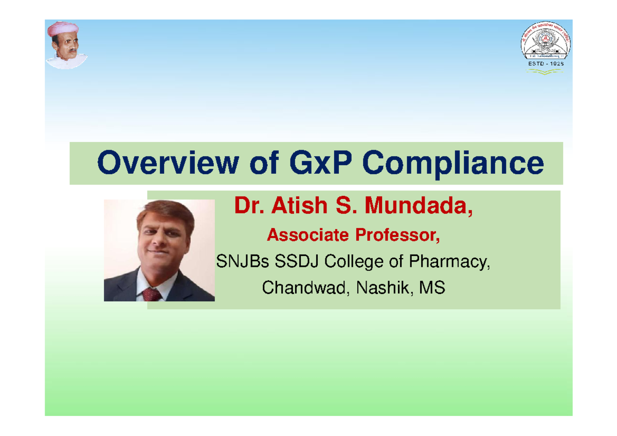 USFDA GxP compliance for Regulatory Affair professional - Overview of ...