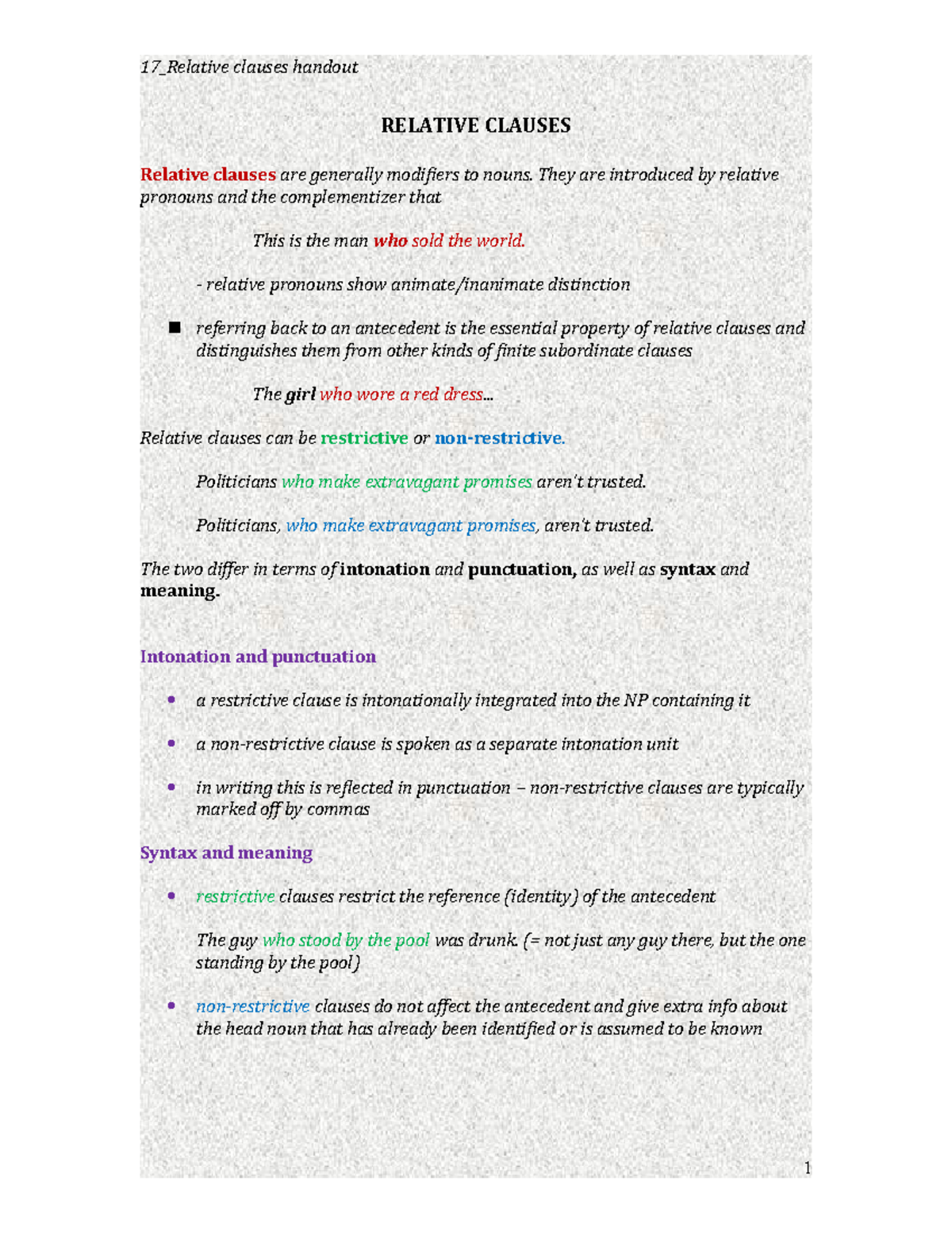 18 Relative clauses handout 2020 - 17_Relative clauses handout RELATIVE ...