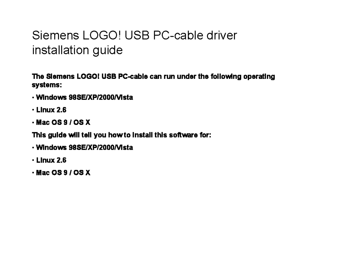 Read Me EN - Siemens LOGO! USB PC-cable driver installation guide The ...