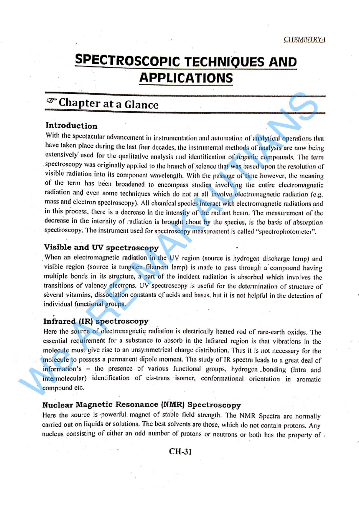 Module 2 Chemistry -I - CUEMISIKLA SPECTROSCOPIC TECHNIQUES AND APPLICATIONS Chapter at a Glance ...
