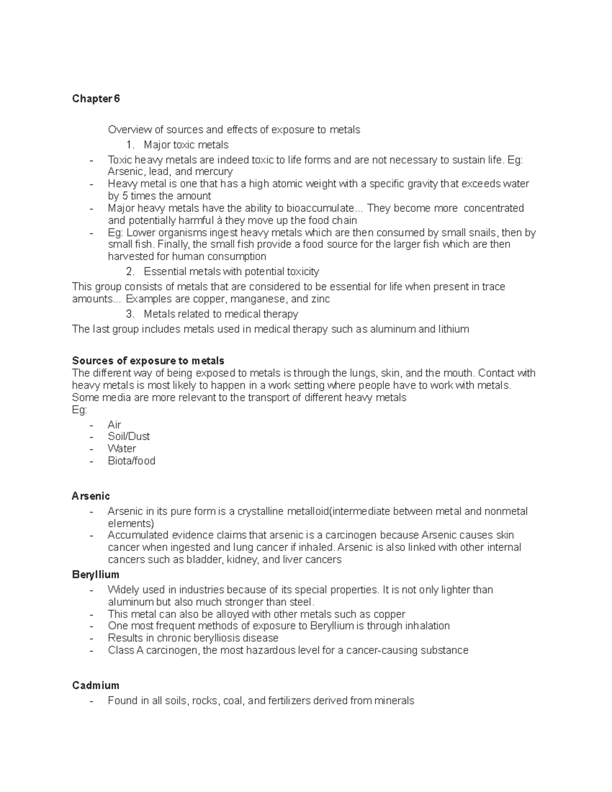 Chapter 6 - Summary Essentials of Environmental Health - Chapter 6 ...