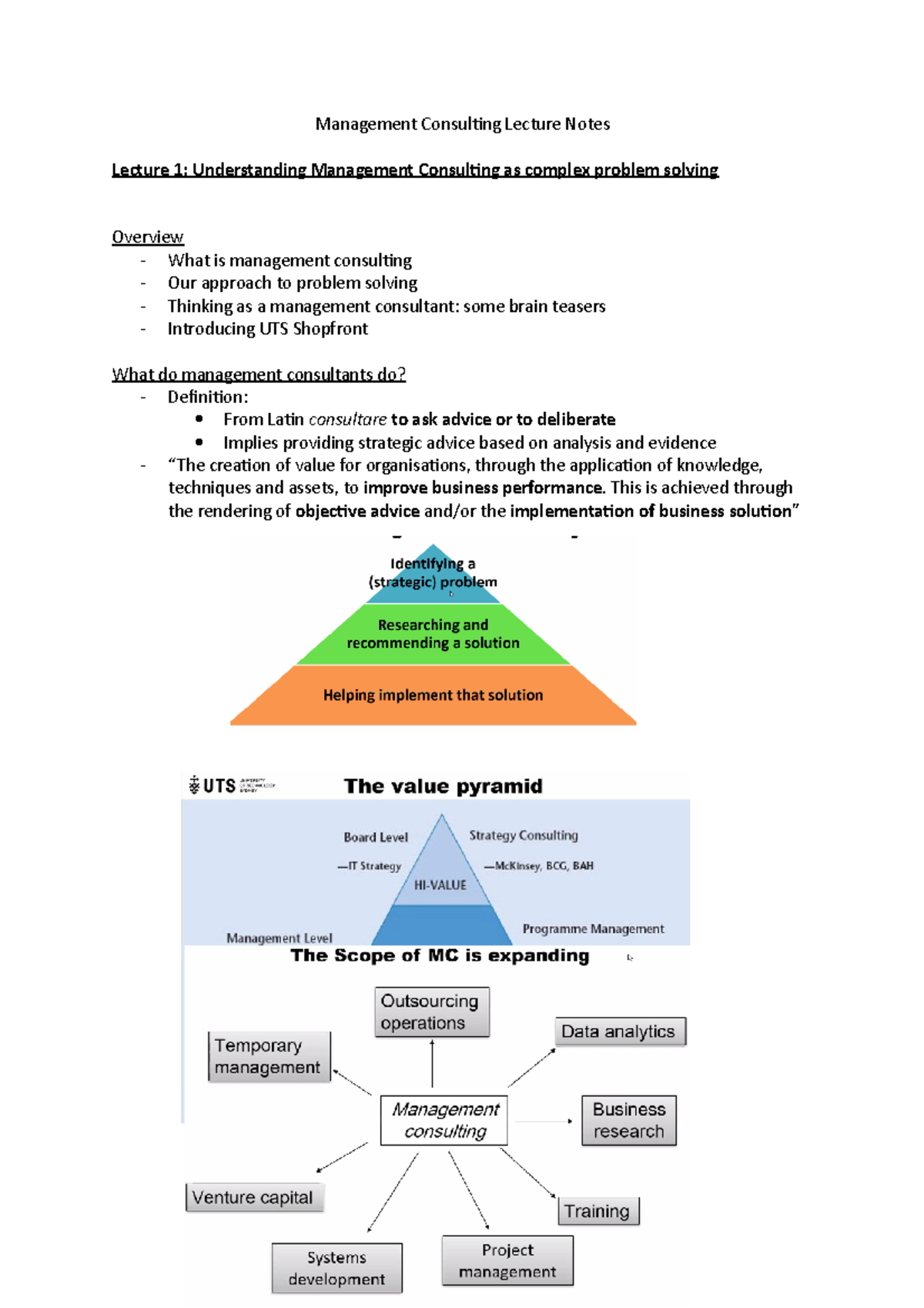Management Consulting Lecture Notes - Management Consulting Lecture ...