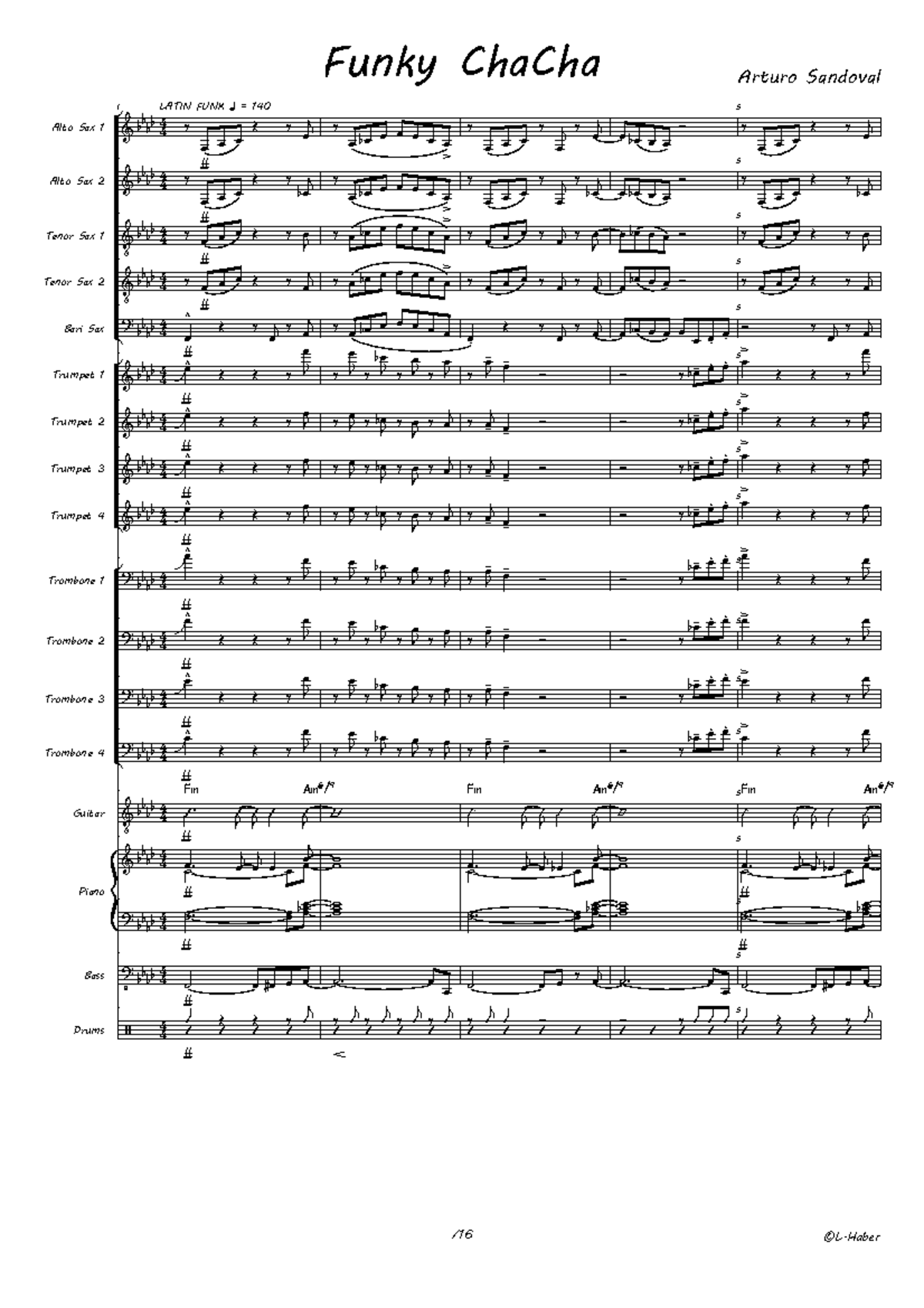 Funkychacha - Paetitura - Arturo Sandoval Funky ChaCha 1 5 1 5 1 5 1 5 ...