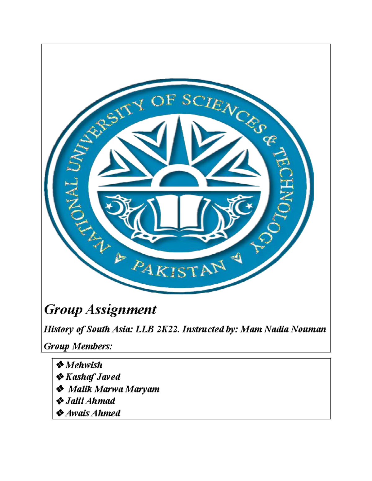 History of SA. Assignment - Group Assignment History of South Asia: LLB ...