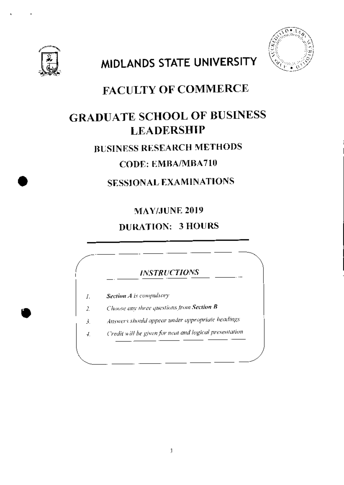 MBA710 MAY 2019 - MIDLANDS STATE UNIVERSITY FACULTY OF COMMERCE ...
