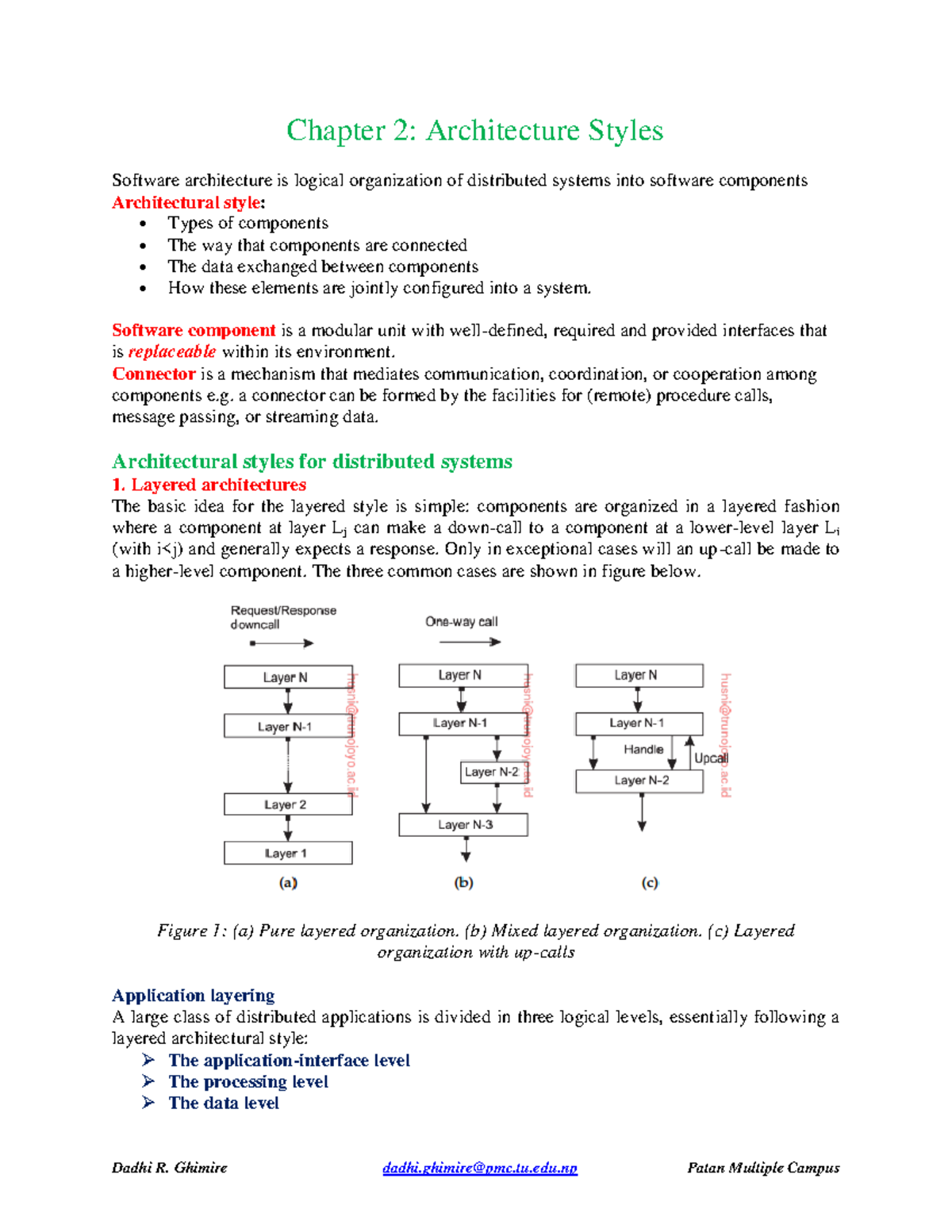 Chapter 2 Architecture Styles - Chapter 2: Architecture Styles Software ...