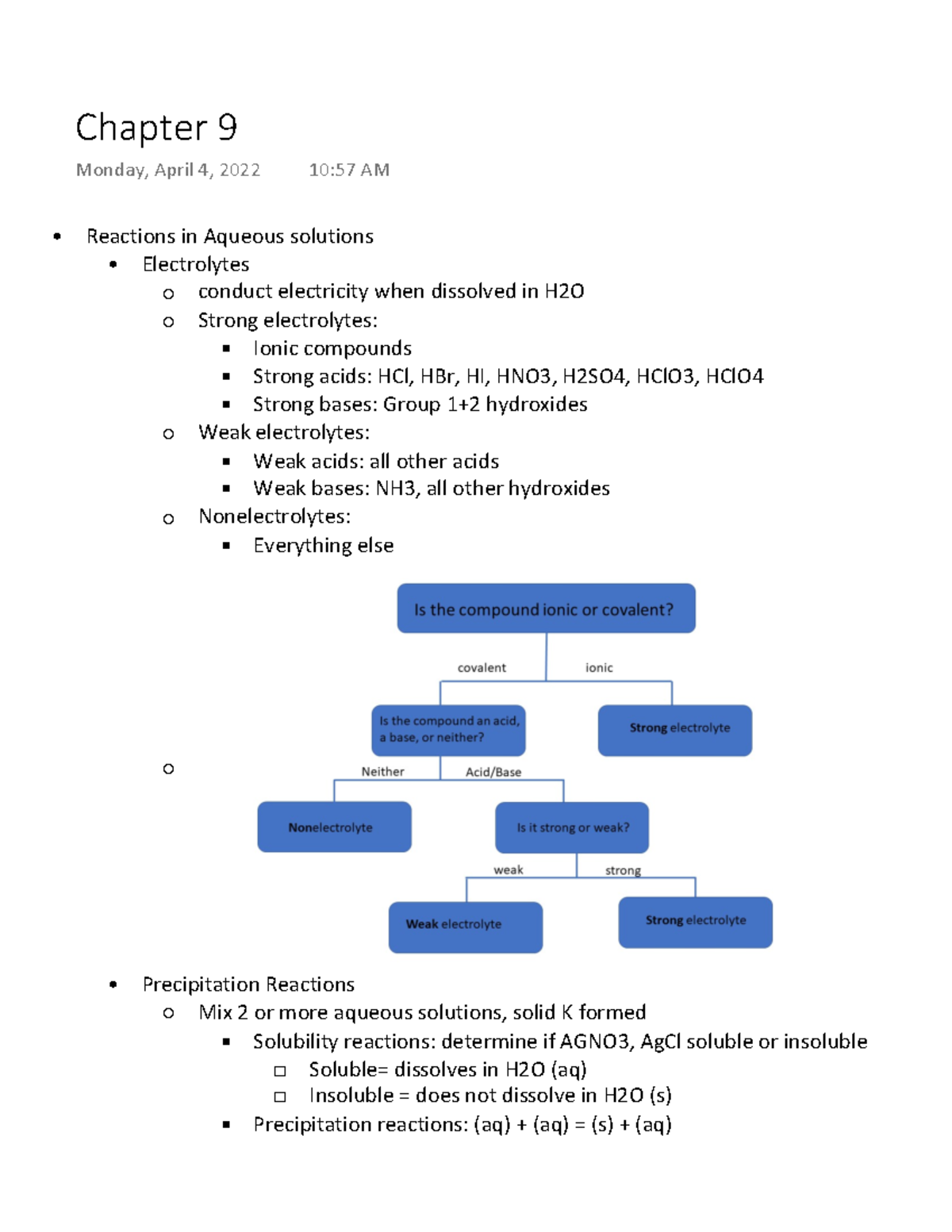 CHM 101 chapter 9 - Instructor: Katie Amaral - Reactions in Aqueous ...