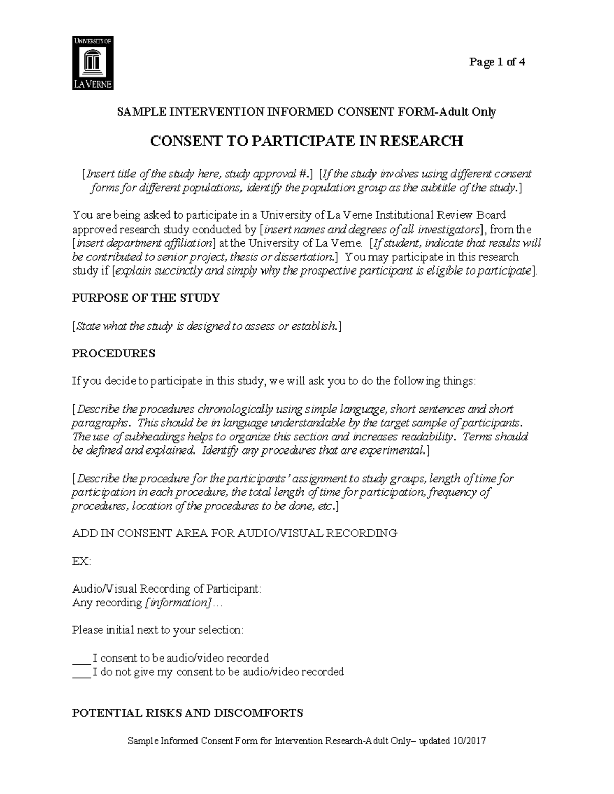 Sample Informed Consent Form for Intervention 2017 - SAMPLE ...