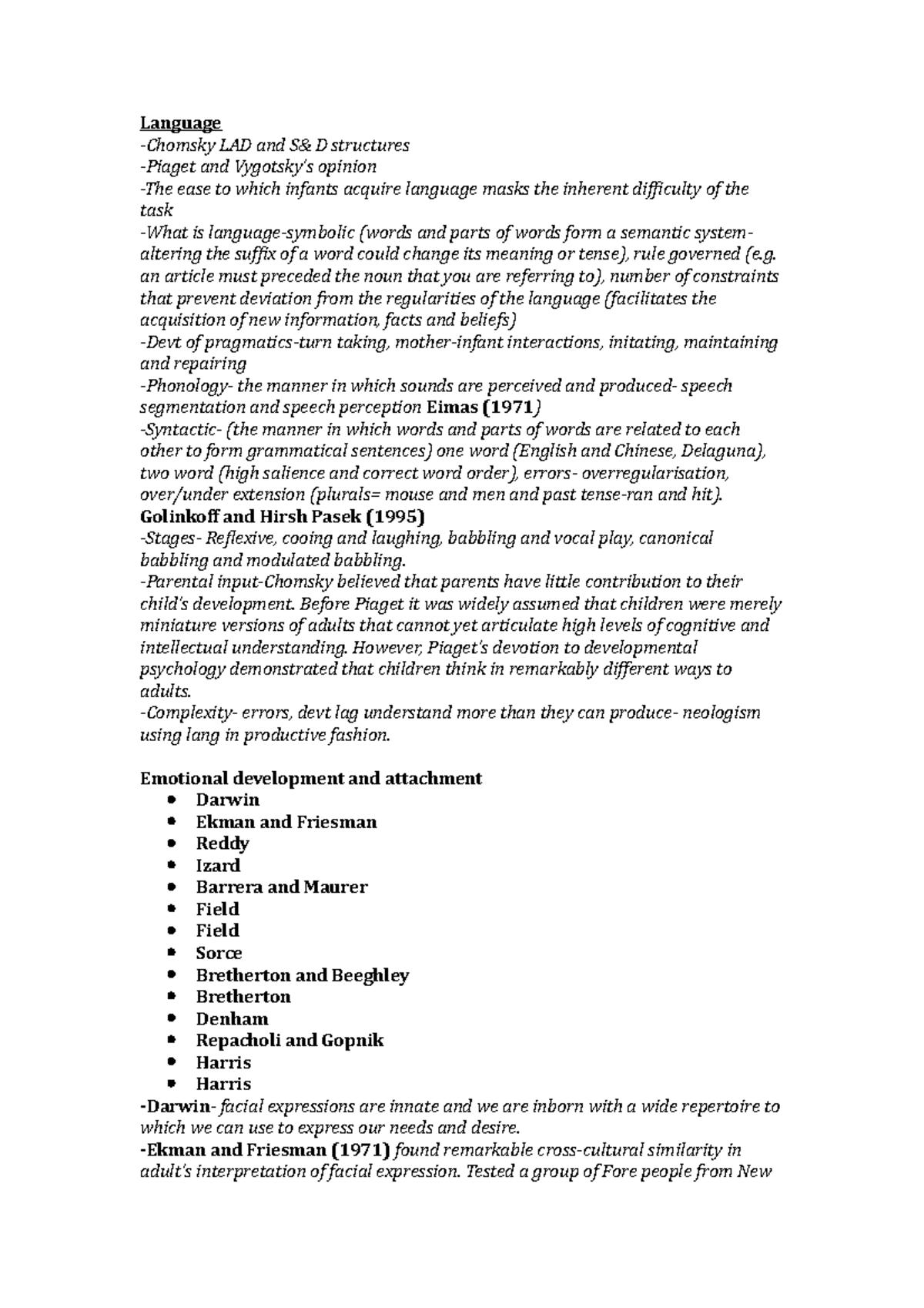 Language lecture notes - Language -Chomsky LAD and S& D structures ...