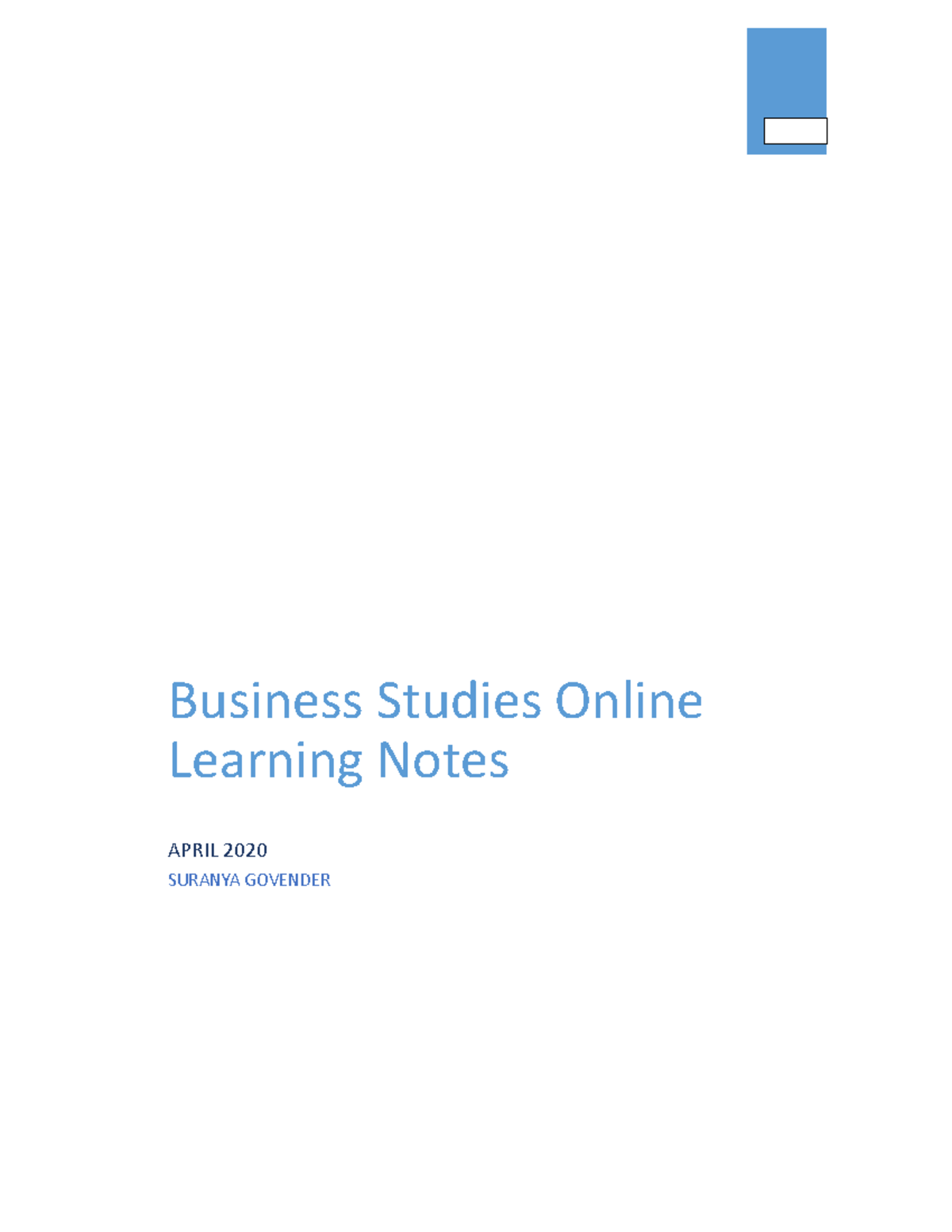Business Online School Notes, Chapter 3 - Business Studies Online ...