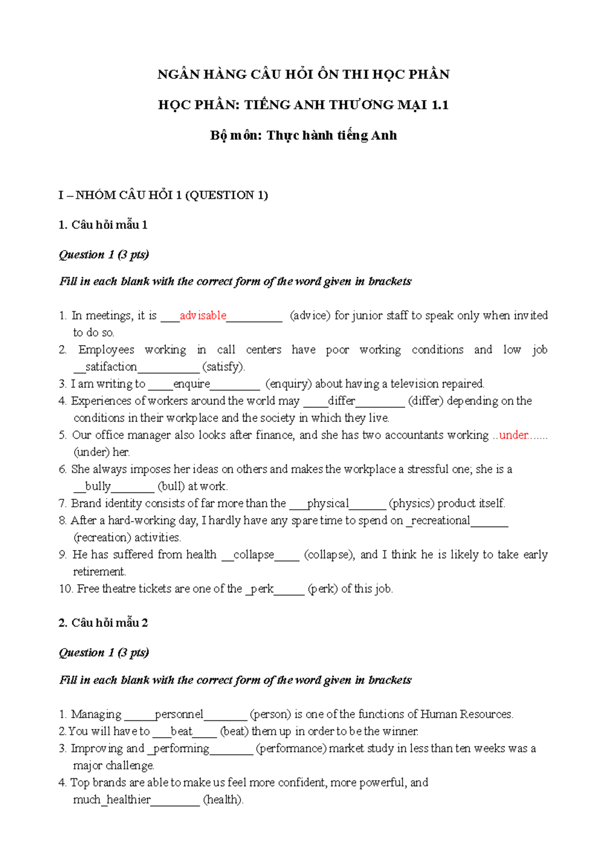 N3 TATM1.1 ĐH 2022 - tiếng anh thương mại 1.3 - NGÂN HÀNG CÂU HỎI ÔN ...