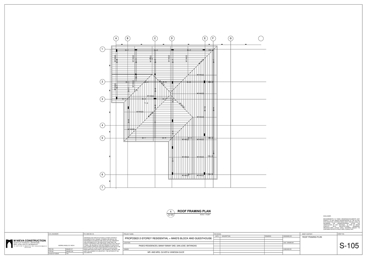 S-105 - Structural Plan - ####### CIVIL ENGINEER: R. 9266 SEC 33 ...