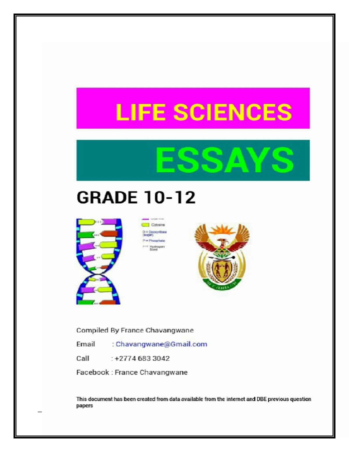 Life-science-essays - Biology - GRADE 11 END OF YEAR EXAM SUGGESTED ...