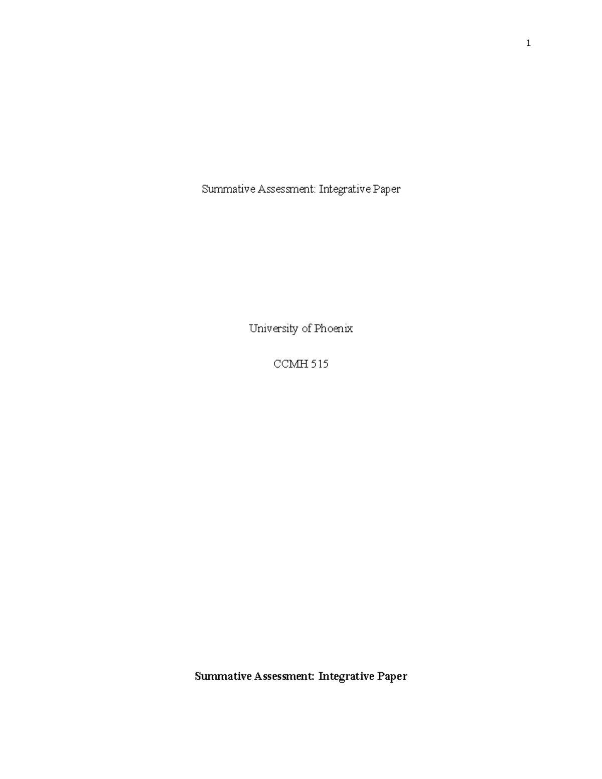 Reflection on Self-Care - Summative Assessment: Integrative Paper ...