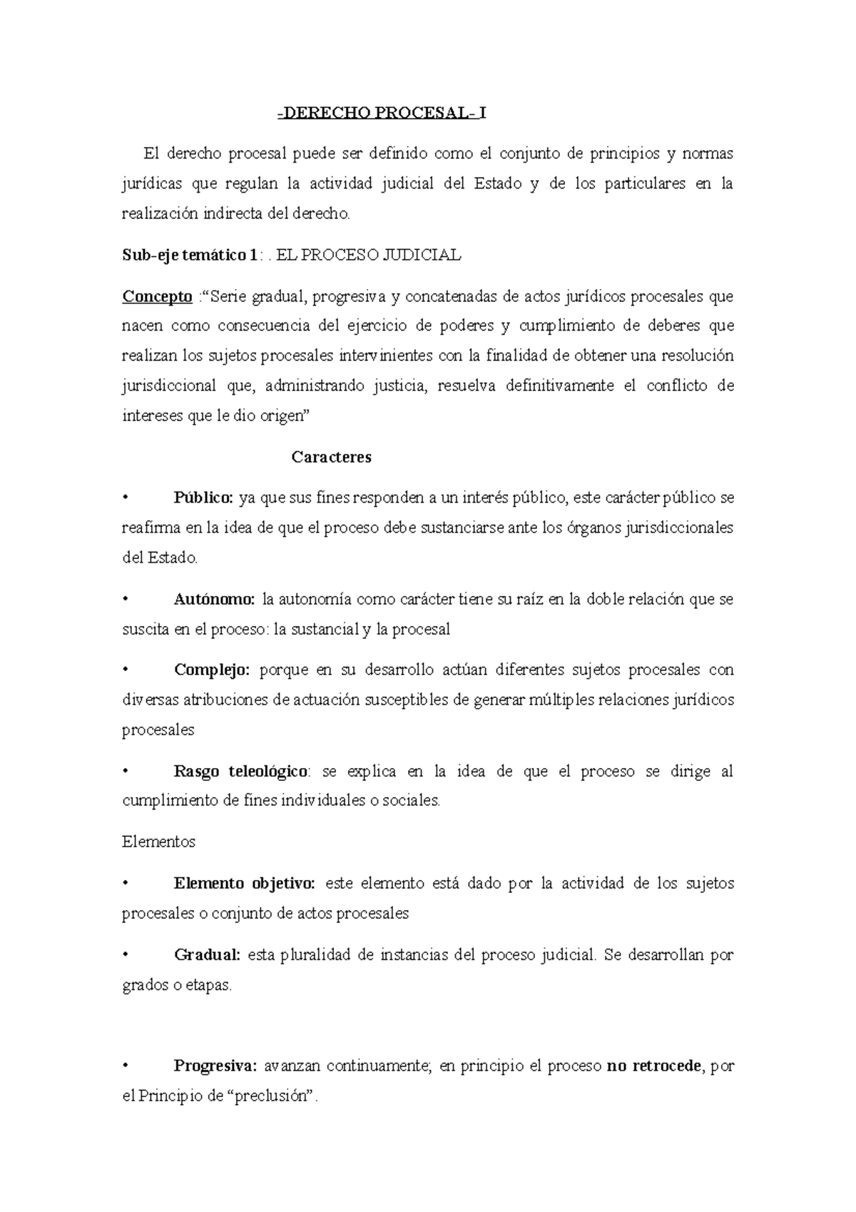 Derecho Procesal I. EFIP 1 -DERECHO PROCESAL- I El derecho procesal puede ser definido como el ...