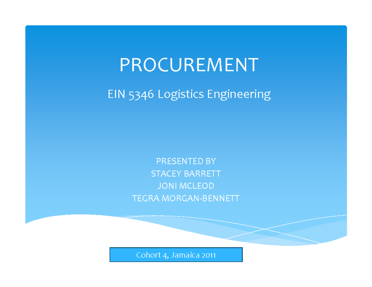 Procurement - ∗ It involves options, appraisal and the critical 'make ...