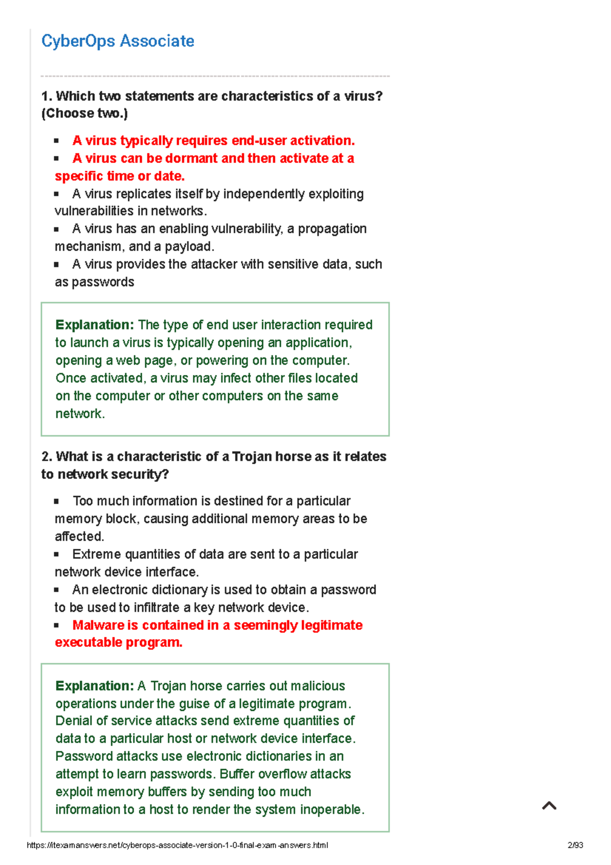 Cyber Ops Associate - Which two statements are characteristics of a virus? (Choose two.) A virus ...