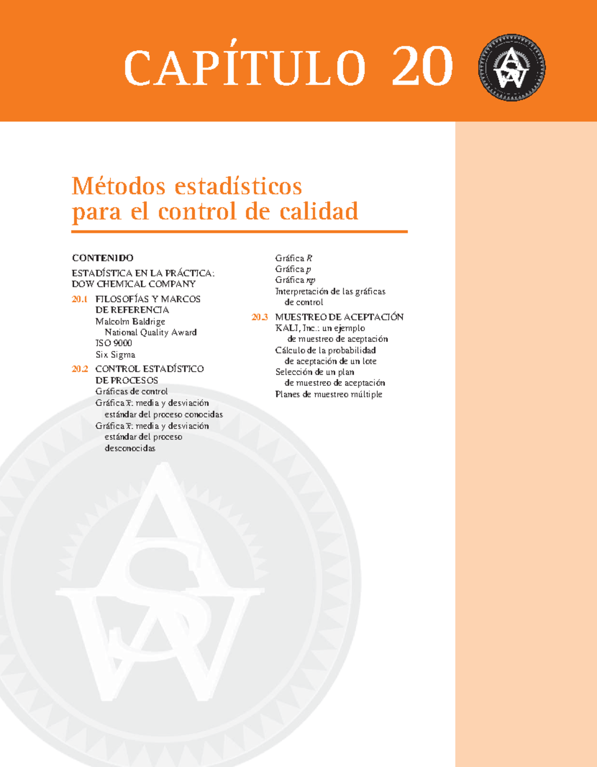 Métodos estadísticos para el control de la calidad Cap 20 - Métodos ...