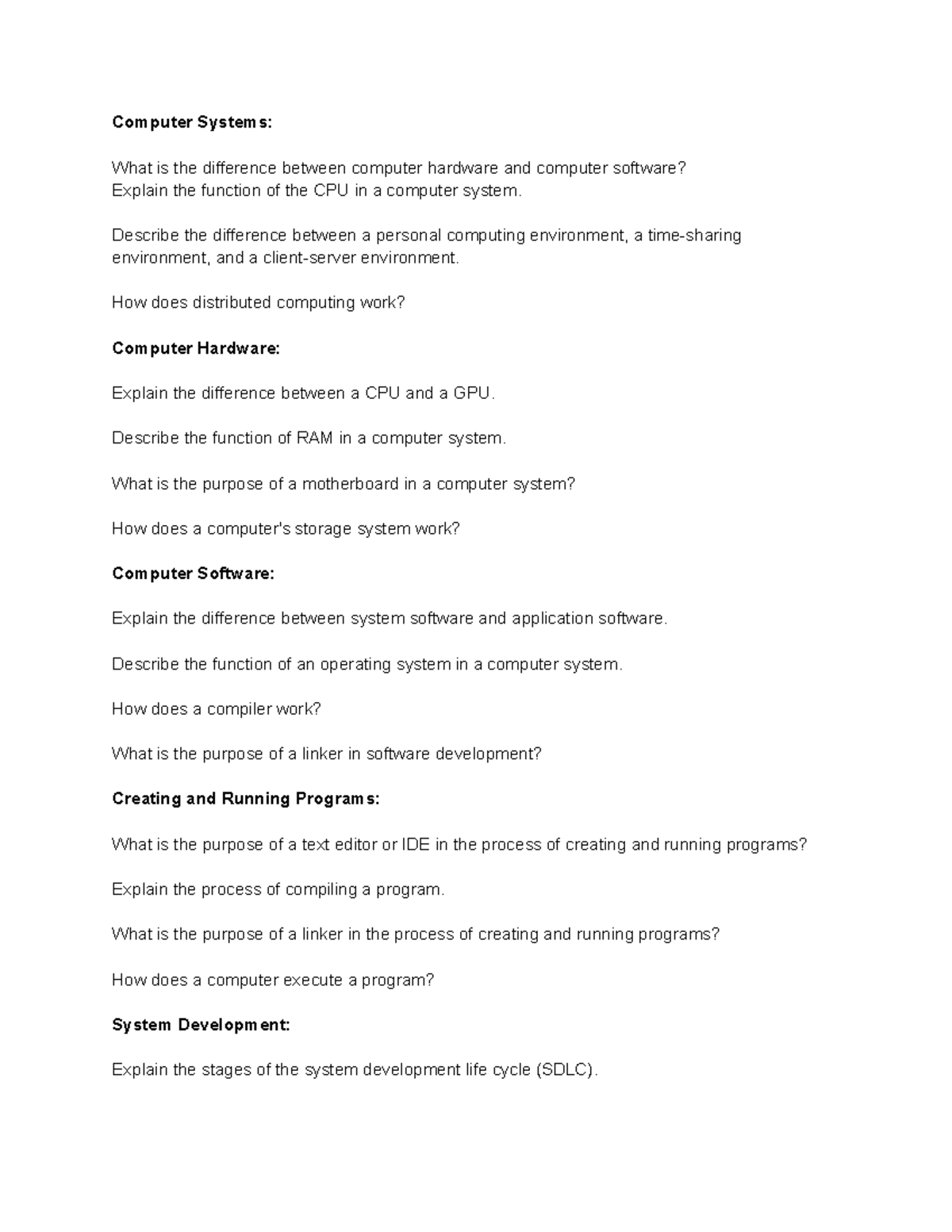 CS 159 Practice Problems - Computer Systems: What is the difference ...