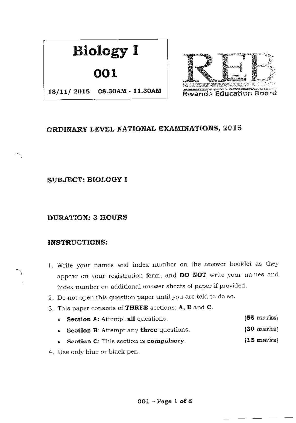 2015 Biology Health Sciences Past Paper - corporate law - Studocu