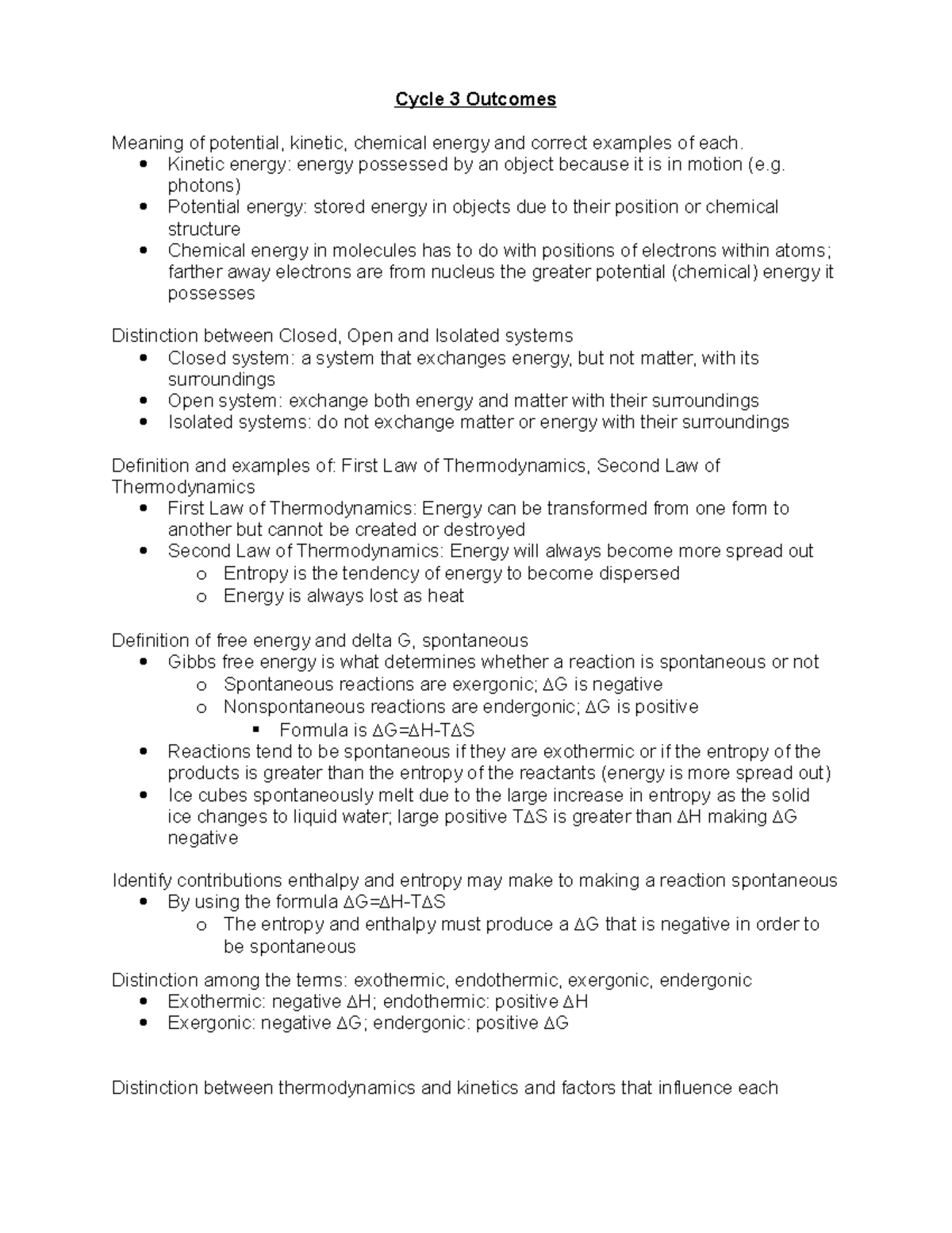 Cycle 3 Outcomes - notes - Cycle 3 Outcomes Meaning of potential ...