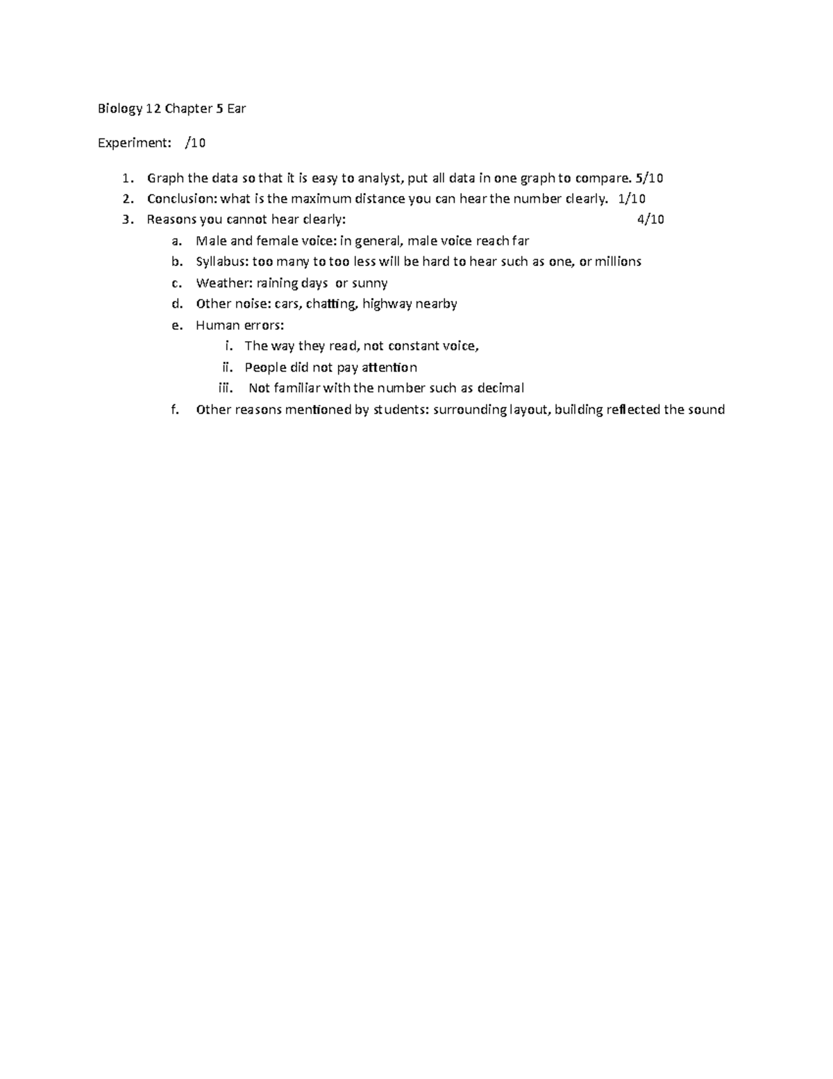 Ear Structure Laboratory Notes and lesson - Biology 12 Chapter 5 Ear ...