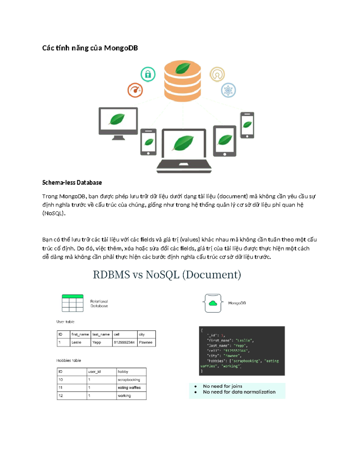 Tính năng và cách thức hoạt động của Mongo DB - Các tính năng của ...