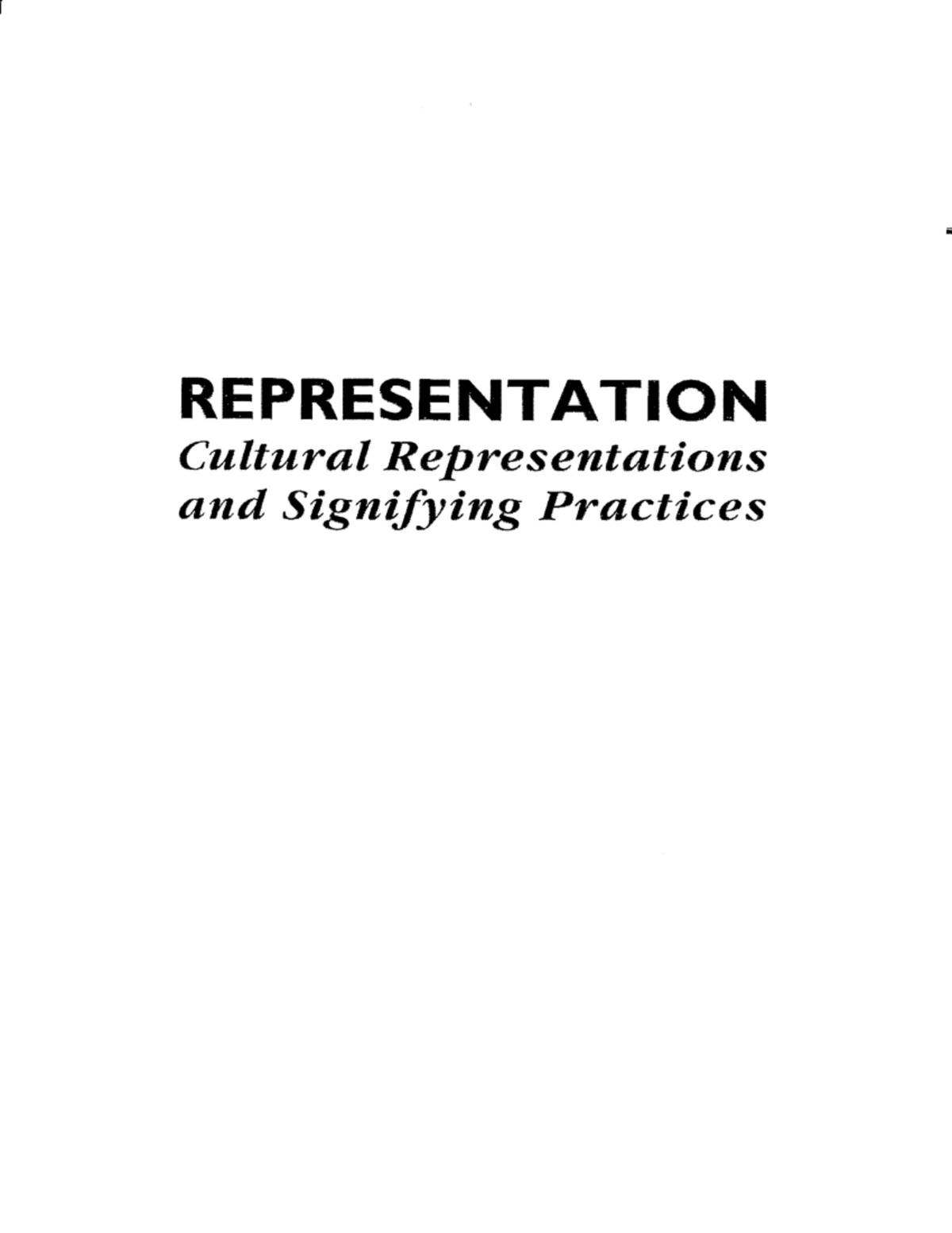 The work of representation stuart hall - REPRESENTATION Cultural ...
