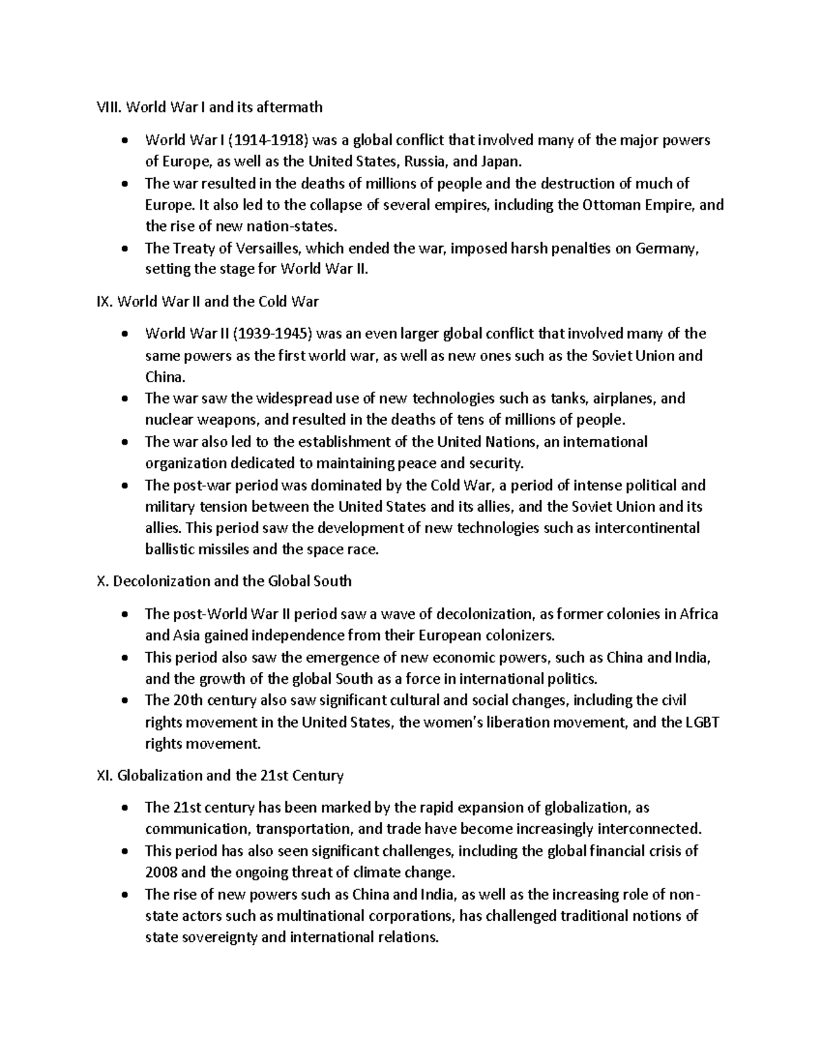 History - VIII. World War I and its aftermath World War I (1914-1918 ...