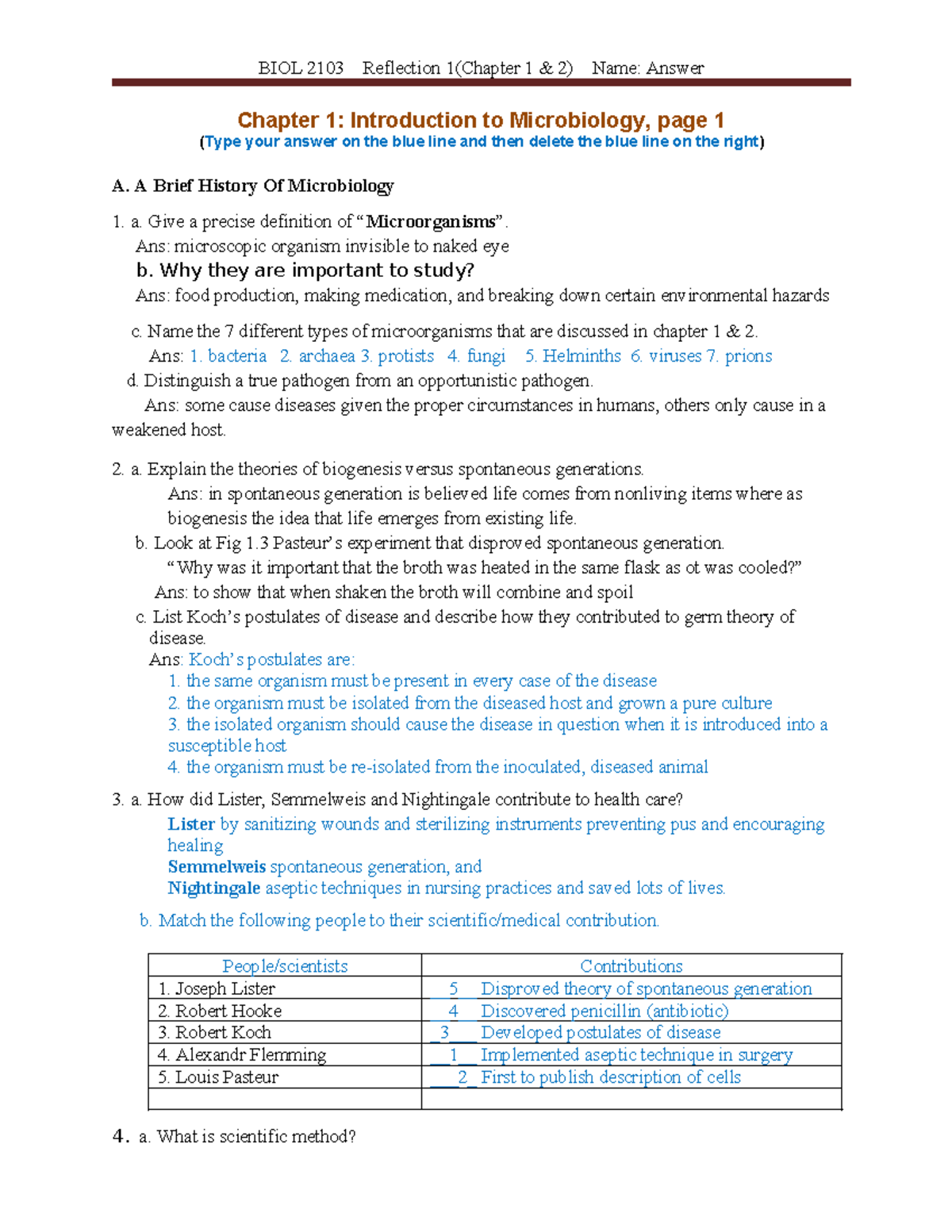 Reflections 1 & 2 Homework - Chapter 1: Introduction to Microbiology ...