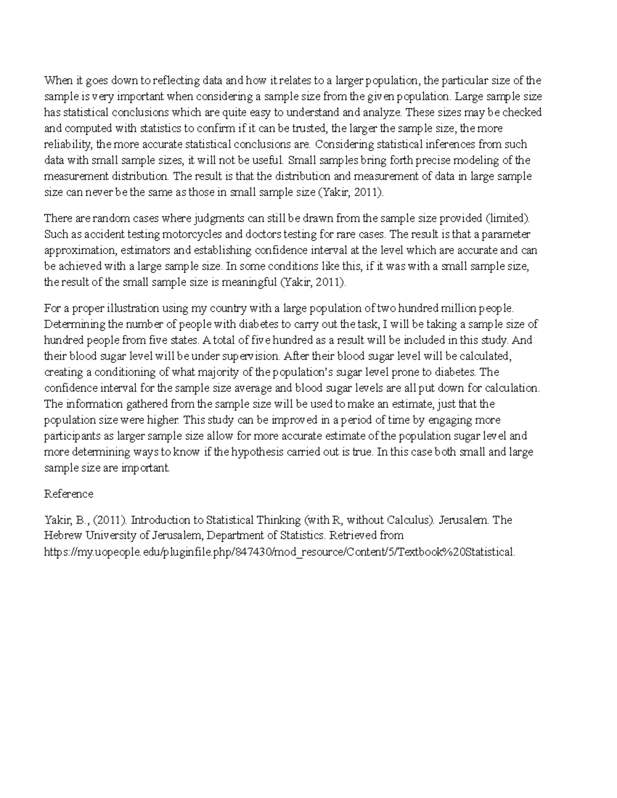 MATH 1281 DF - Discussion forum submission on unit 2 of statiscal ...