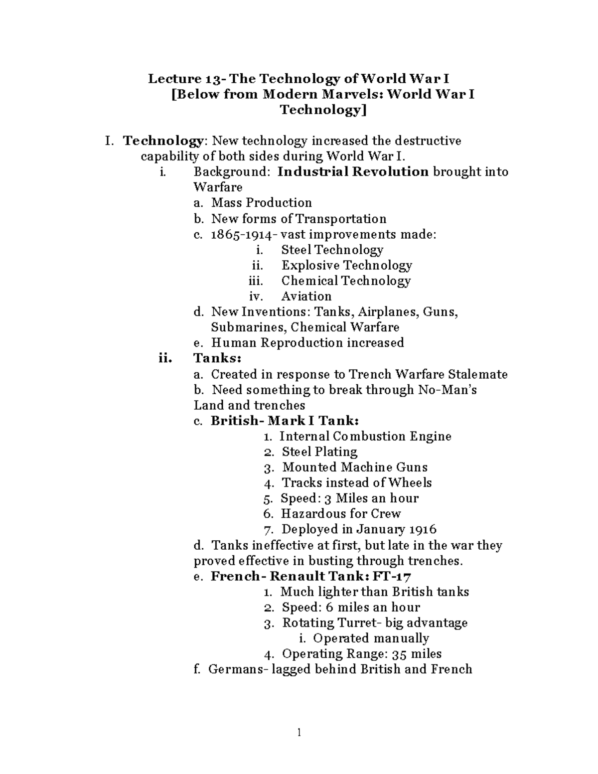 Lecture 13 - Professor Lee McAbee - Lecture 13- The Technology of World ...