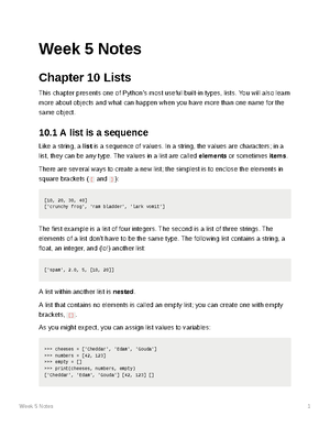 Week 3 Notes - A string is a sequence - Week 3 Notes 8 A string is a ...