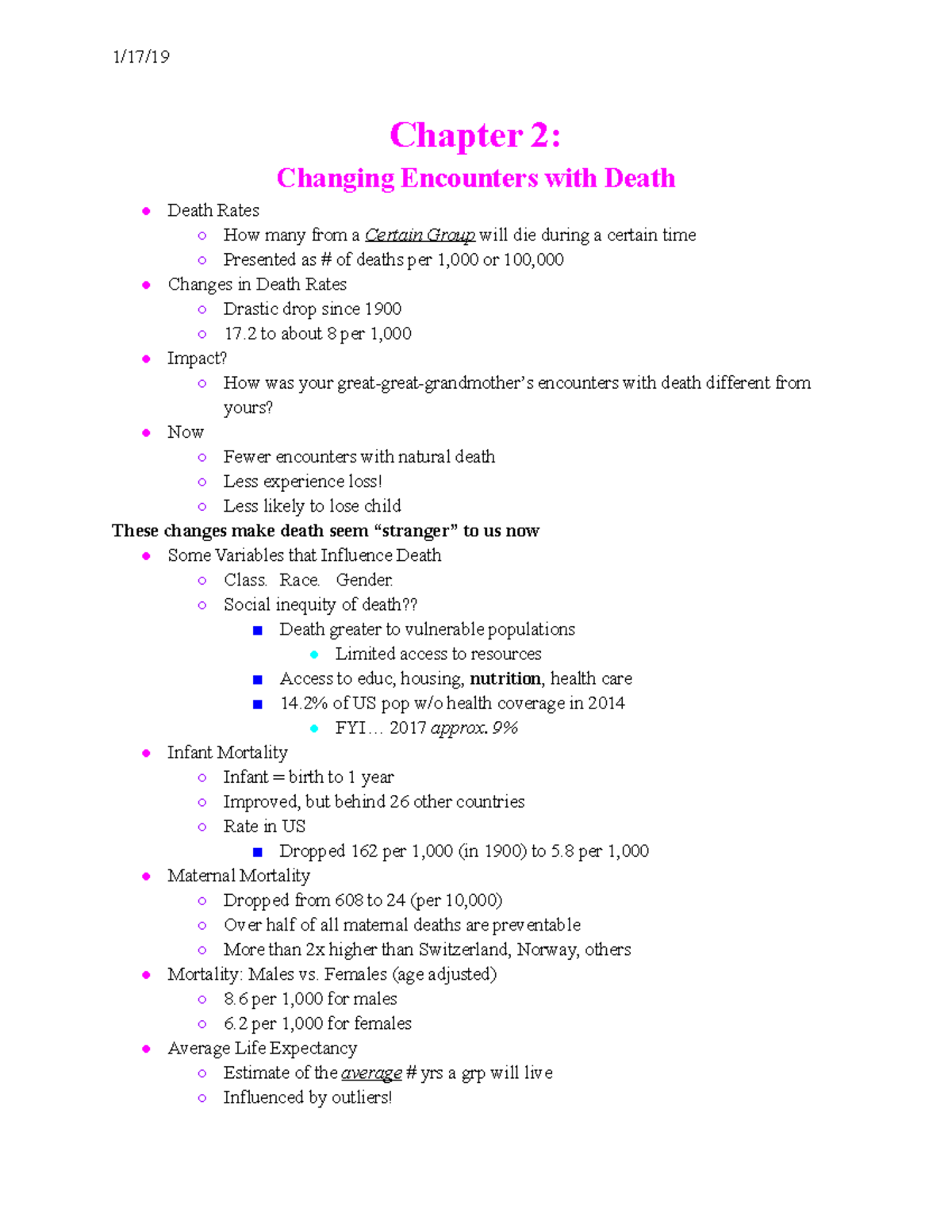 Chapter 2 - Death and Dying - 1/17/19 Chapter 2: Changing Encounters ...