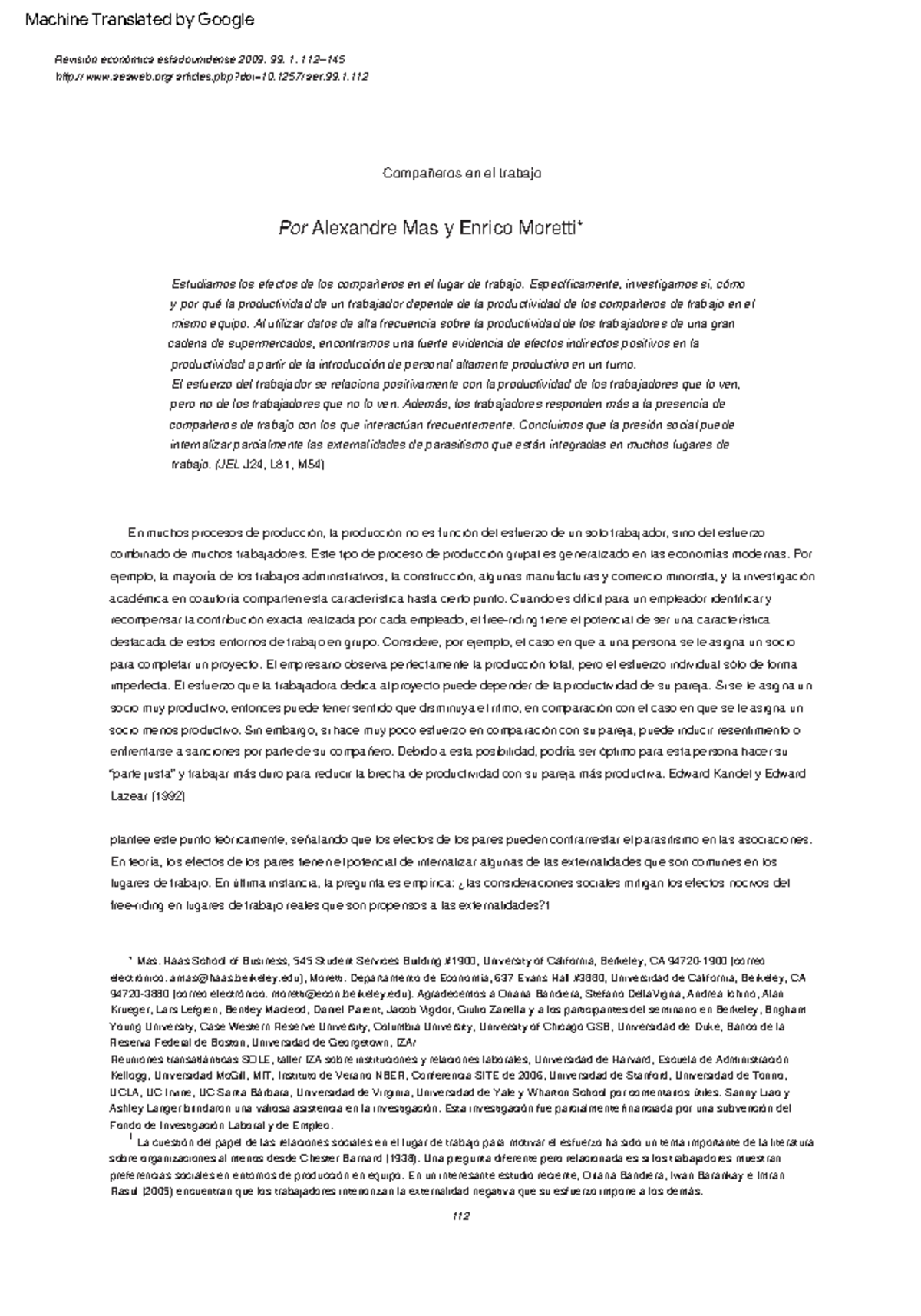 Compañeros en el trabajo (Español) - Por Alexandre Mas y Enrico Moretti ...