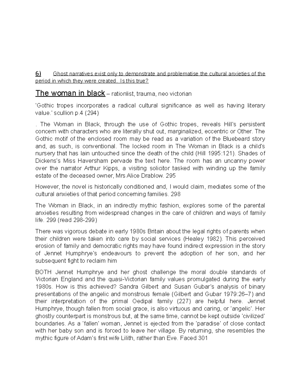 Supernatural Essay Notes - 6) Ghost narratives exist only to ...
