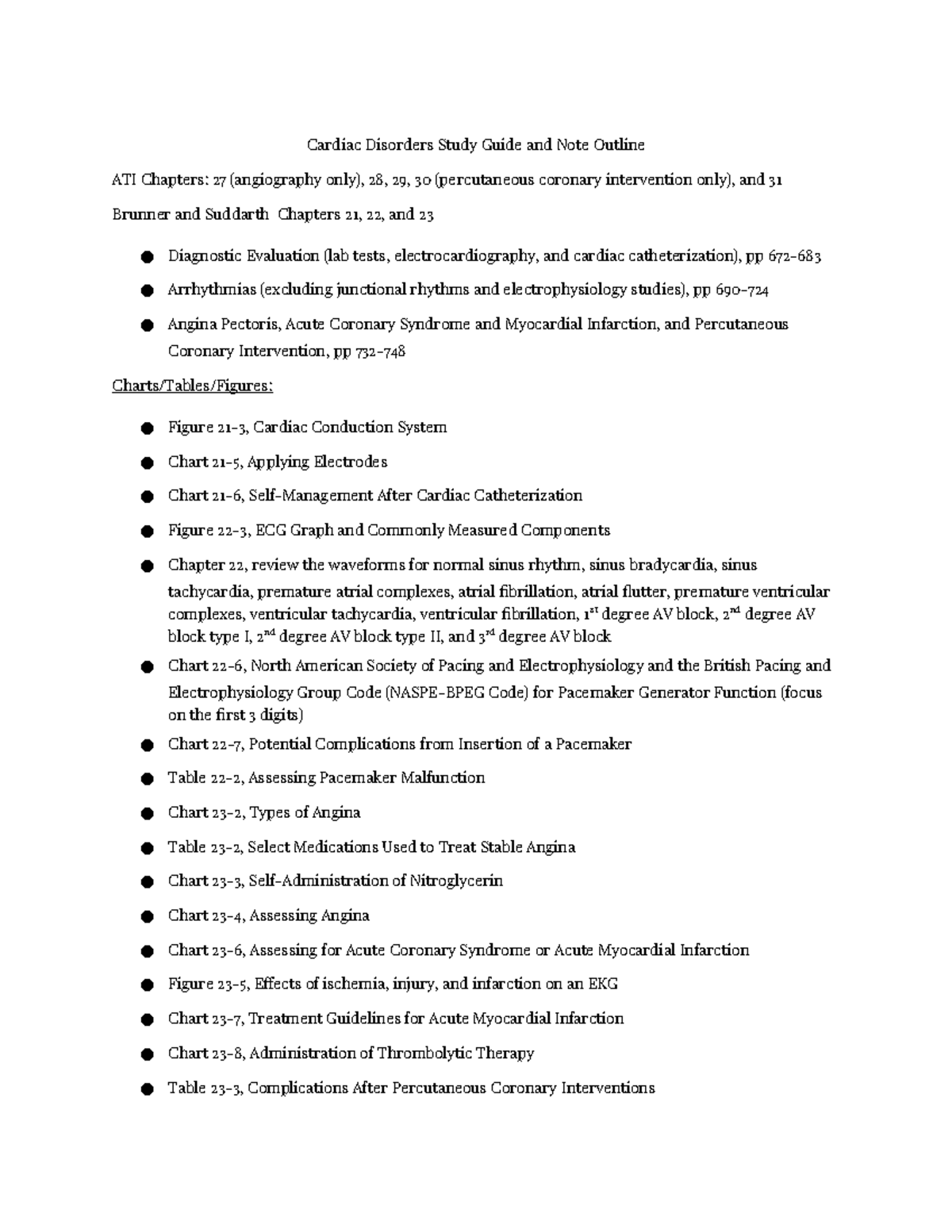 Cardiac - these are lecture notes - Cardiac Disorders Study Guide and ...