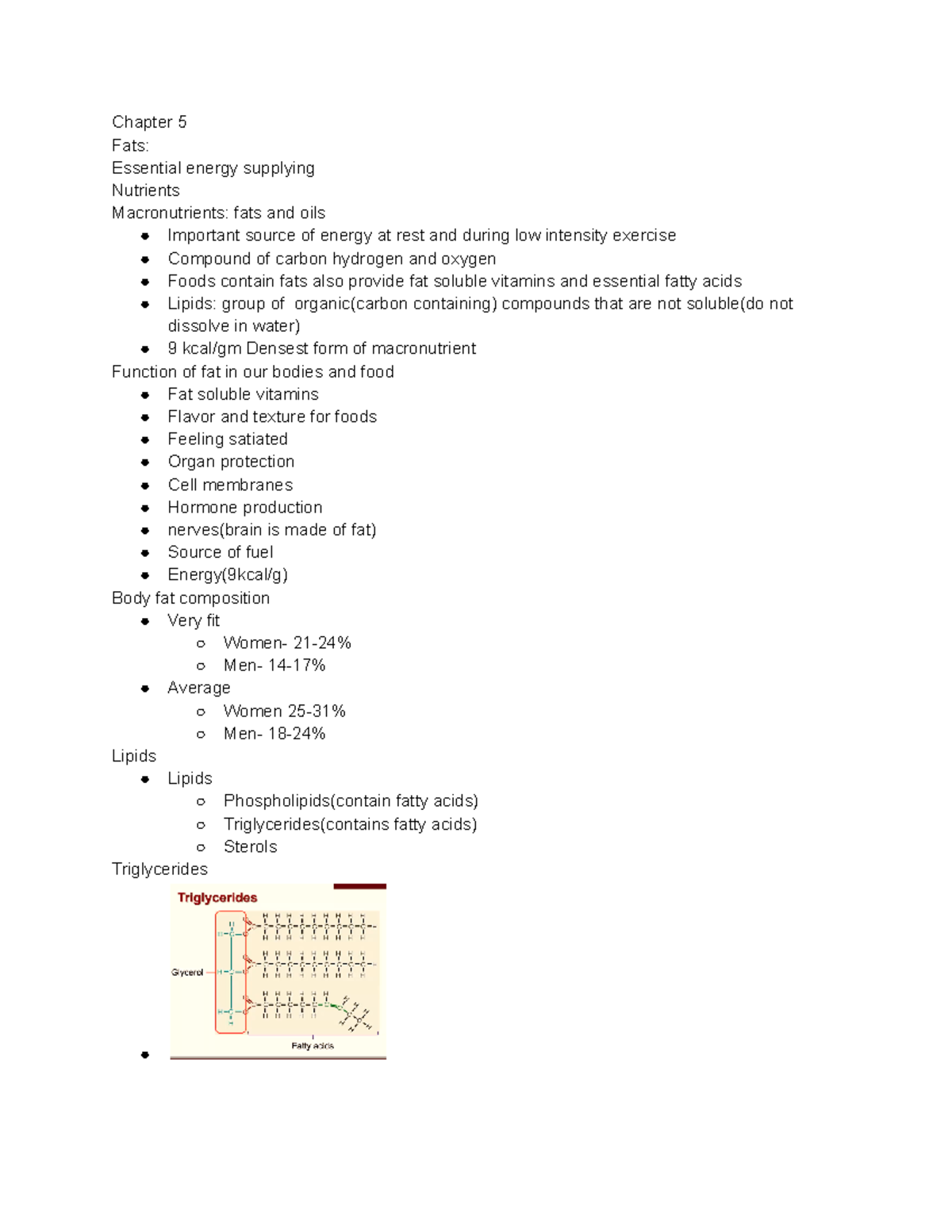 Week 4 nutrition - fats - Chapter 5 Fats: Essential energy supplying ...
