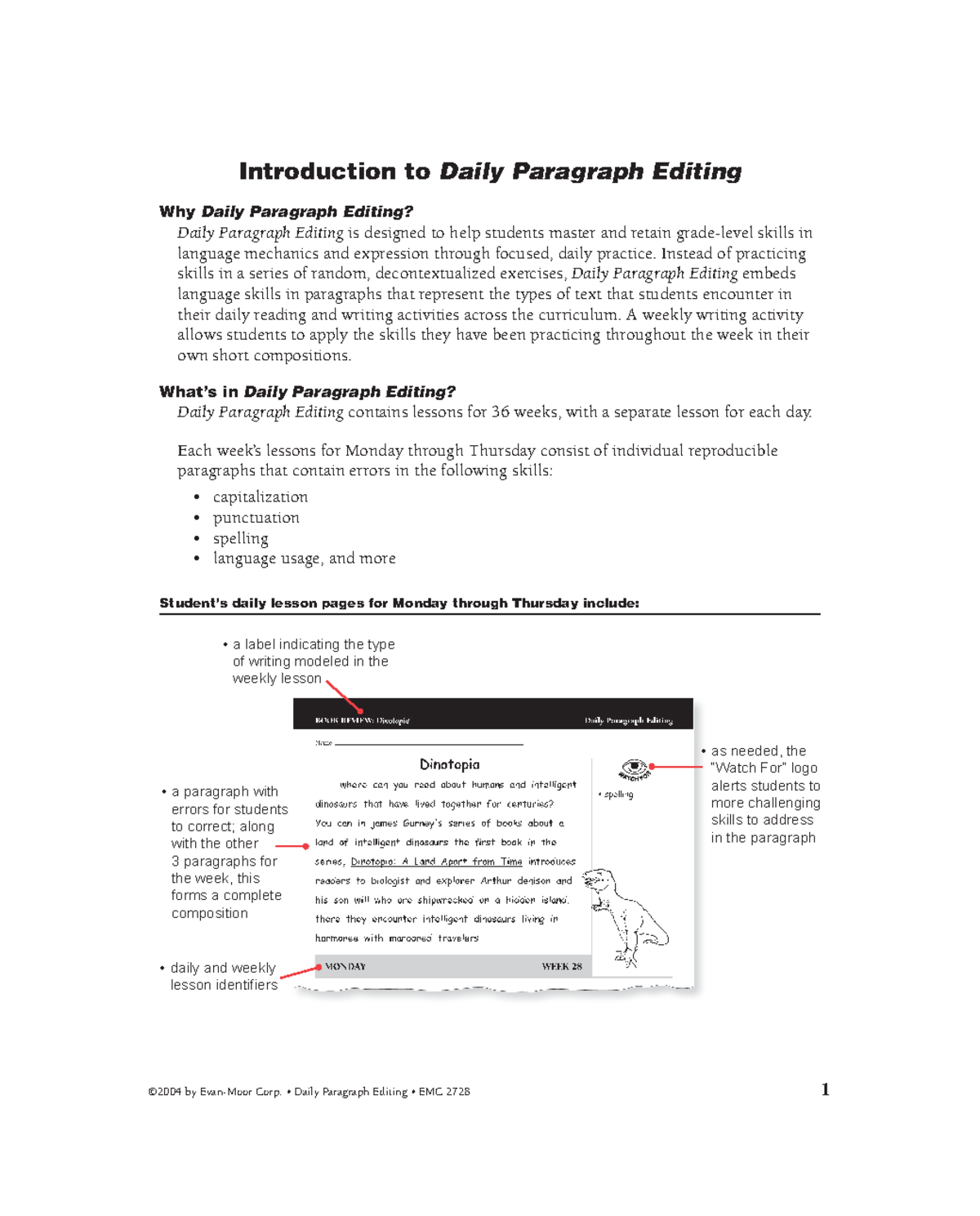 Paragraph Editing Book 5 - ©2004 by Evan-Moor Corp. • Daily Paragraph ...